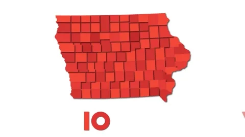Iowa map showing regions. Animated us st... | Stock Video | Pond5