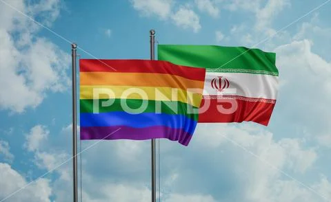 Photograph: Iran and LGBT movement flag also Gay Pride flag #250156492