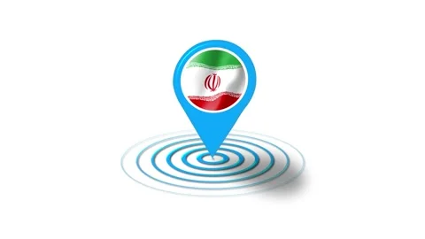Iran flag icon 3d GPS location tracking ... | Stock Video | Pond5