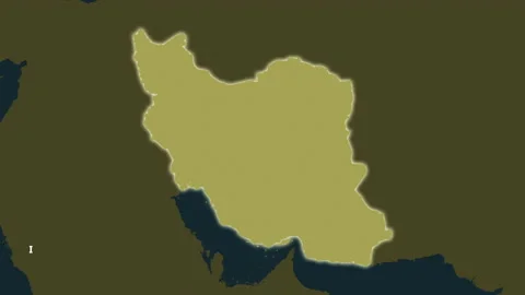 Iran map - solid. Glow. Pattern. Labels | Stock Video | Pond5