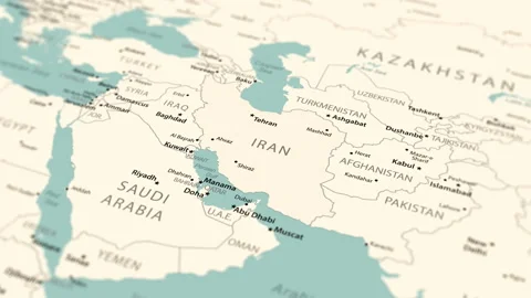 Iran on the world map. Smooth map rotati... | Stock Video | Pond5