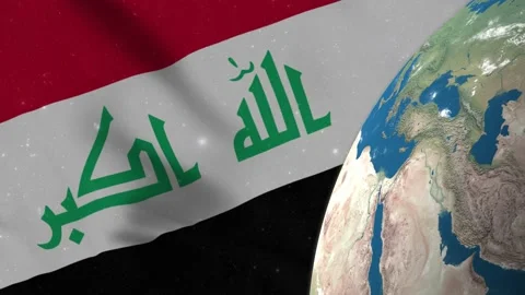Iraq Flag and Iraq Map on Earth Globe 4K | Stock Video | Pond5