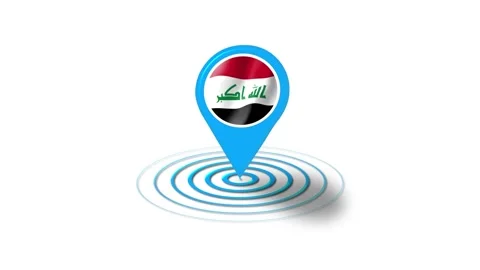 Iraq flag icon 3d GPS location tracking ... | Stock Video | Pond5