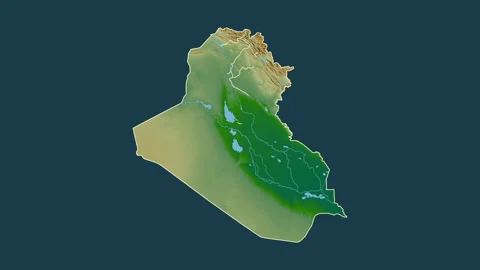 Iraq map - cartoon. Regions. Physical. | Stock Video | Pond5