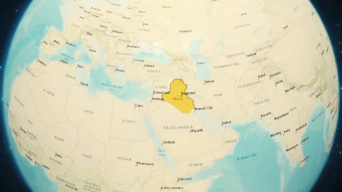 Iraq Map On Earth Globe - Flat Style | Stock Video | Pond5