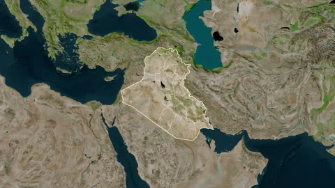 Iraq map - extract. Regions. Satellite. | Stock Video | Pond5