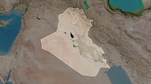 Iraq map - zoom. Regions. Satellite. | Stock Video | Pond5