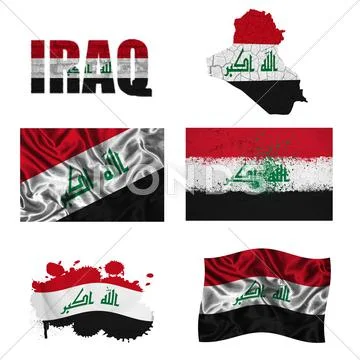 Iraqi flag collage Stock Illustration ~ Graphic #38596832