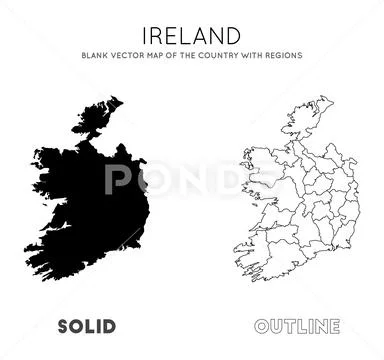 Ireland map. Blank vector map of the Country with regions. Borders of ...