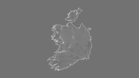 Ireland map - cartoon. Border. Grayscale... | Stock Video | Pond5