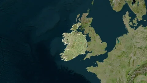 Ireland map - extract. Regions. Satellit... | Stock Video | Pond5