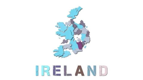 Ireland map with paper regions. Animated... | Stock Video | Pond5