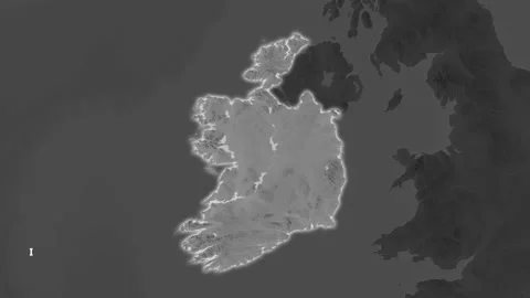 Ireland map - solid. Glow. Grayscale. La... | Stock Video | Pond5