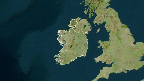 Ireland map - solid. Regions. Satellite. | Stock Video | Pond5