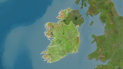 Ireland map - solid. Regions. Satellite. | Stock Video | Pond5