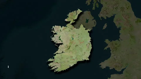 Ireland map - solid. Shadow. Satellite. ... | Stock Video | Pond5