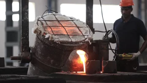 Iron is being melted in a furnace in a C... | Stock Video | Pond5