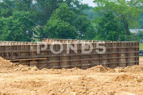 Iron formwork foundation house site steel frame cement hard Stock Photo ...