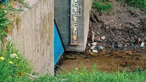 Iron Gate of Water Drain System Canal wi... | Stock Video | Pond5