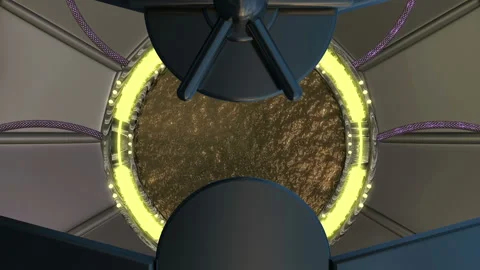 Iron hatch opens panoramic view to the s... | Stock Video | Pond5