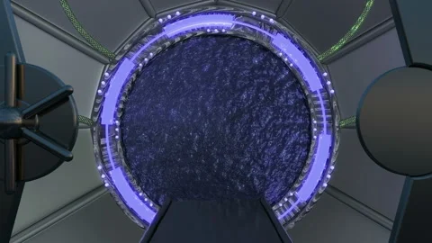 Iron hatch opens panoramic view to the s... | Stock Video | Pond5