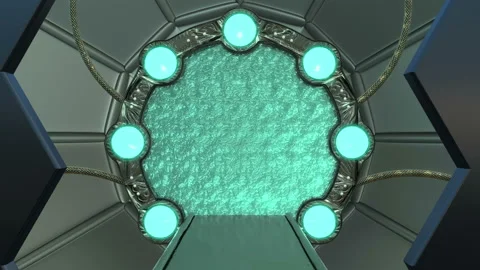 Iron hatch opens panoramic view to the s... | Stock Video | Pond5