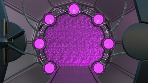 Iron hatch opens panoramic view to the s... | Stock Video | Pond5