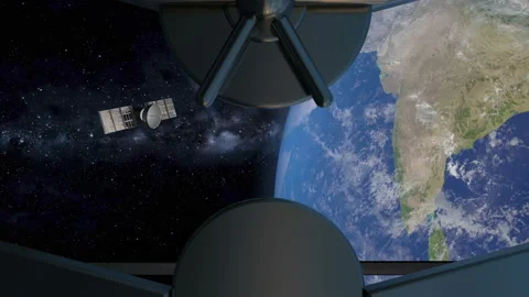 Iron hatch in the starship opens panoram... | Stock Video | Pond5