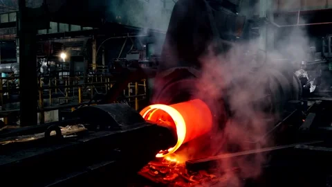 Iron pipe centrifugal pipe casting machi... | Stock Video | Pond5