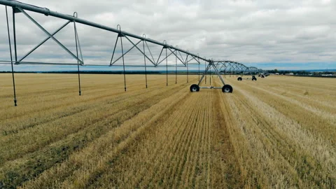 Irrigation system assembled on a cultiva... | Stock Video | Pond5