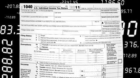 IRS Tax Form 1040 Zoom with Numerical Ba... | Stock Video | Pond5