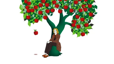 Isaac Newton, Gravity, falling apple, Is... | Stock Video | Pond5