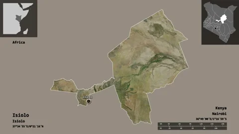 Isiolo location. Kenya. Satellite map | Stock Video | Pond5
