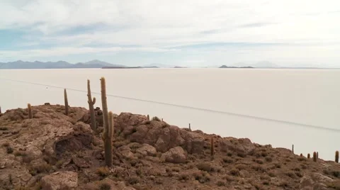 Isla del Pescado, Bolivia, Salt flat Sal... | Stock Video | Pond5