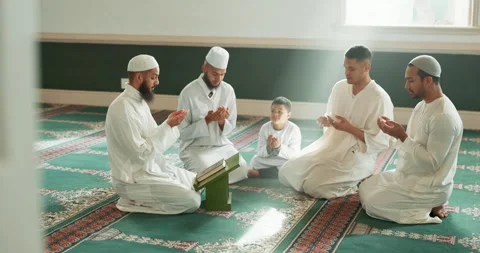 Islam, prayer and group of men in mosque... | Stock Video | Pond5