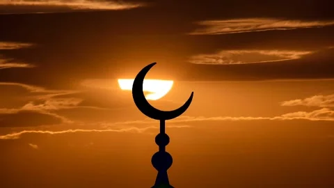 The Islam Symbol On The Cloud Stream Bac... | Stock Video | Pond5