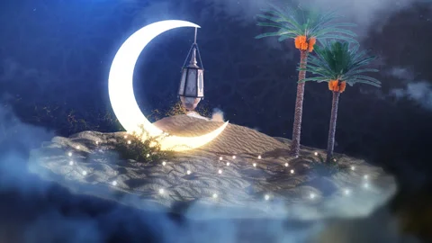 Islamic 3d animation on the desert - hol... | Stock Video | Pond5