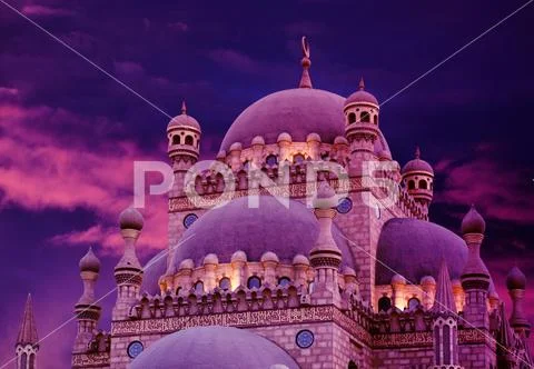 Islamic background with The Al Sahaba Mosque in Sharm El Sheikh against ...