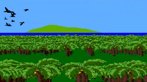 Island and ocean 8 bit. Platform game ba... | Stock Video | Pond5