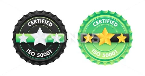 ISO 50001 standard certificate badge. Quality control. International ...