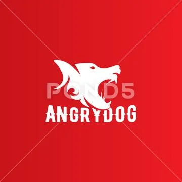 Isolated angry dog side view vector logo. Dangerous animal contour ...