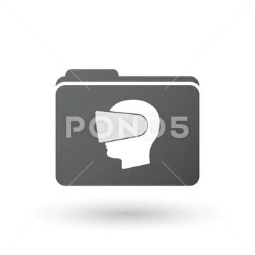Isolated folder with a male head wearing a virtual reality headset ...