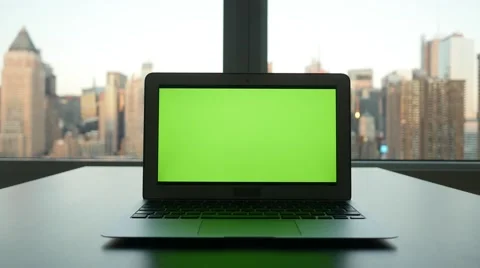 isolated green screen on laptop computer... | Stock Video | Pond5