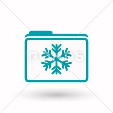 Isolated line art folder icon with a snow flake: Graphic #66340009