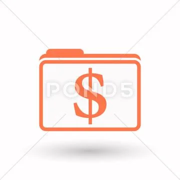 Isolated line art folder icon with a dollar sign Illustration #66340040