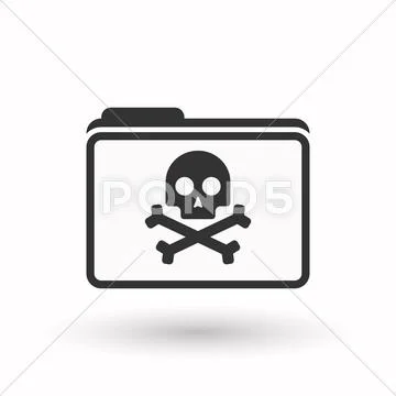 Isolated line art folder icon with a skull: Royalty Free #66340054