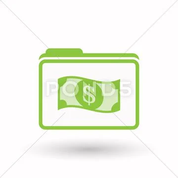 Isolated line art folder icon with a dollar bank note Illustration ...