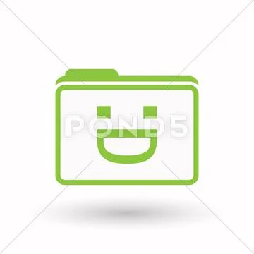 Isolated line art folder icon with a laughing text face: Royalty Free ...