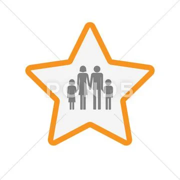 Isolated line art star icon with a conventional family pictogram ~ Clip ...