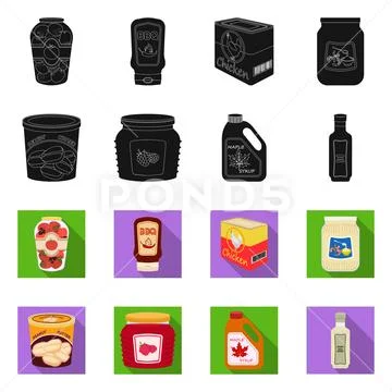 Isolated object of can and food sign. Collection of can and package ...